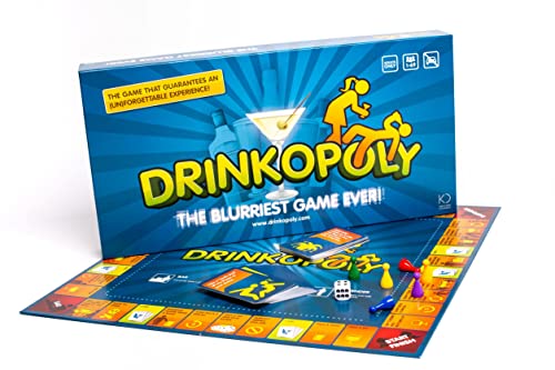 Drinkopoly Party-Game | Fun Drinking-Game for-Game Night | Hilarious Social and Interactive-Board-Game for Adults | Ages 21+ | 1-6 Players | Average Playtime 60 Minutes