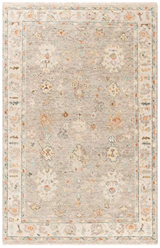 SAFAVIEH Samarkand Collection 6' x 9' Light Grey/Beige SRK106F Hand-Knotted Traditional Wool Area Rug