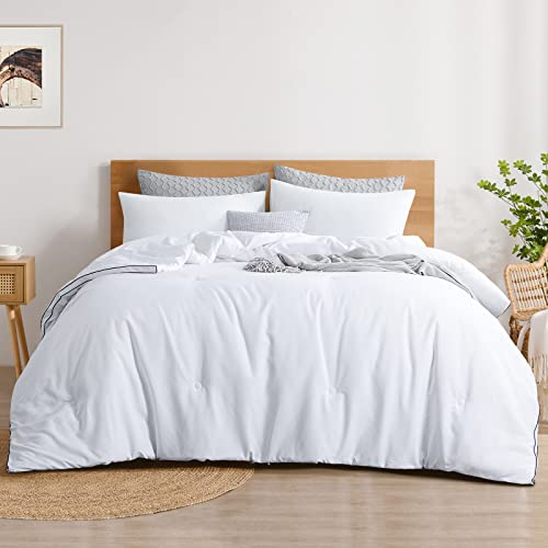 RUIKASI Fluffy Duvet Insert King - Soft Lightweight Summer Cooling Comforter King Size White, Down Alternative, 102x90, Hotel Collection Duvet with Corner Tabs, Machine Washable