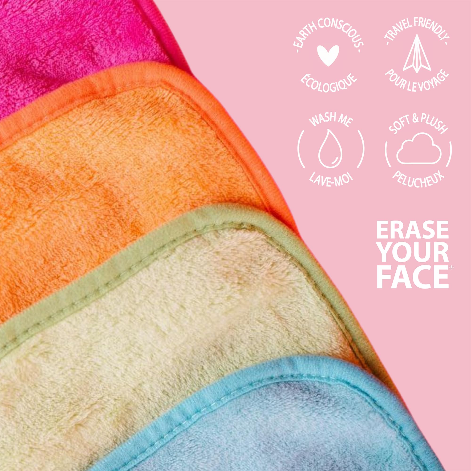 Erase Your Face Reusable Makeup Removing Wipes Cloths With Travel Case, 7 Count(Pack of 1)