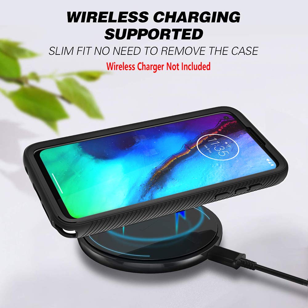For Moto G Stylus 2020 Case, [Not Fit Moto G Stylus 5G /Stylus 2021] with [Tempered Glass Screen Protector Included], 12 Feet Drop Test Proof Clear Armor Protective Cover - Black