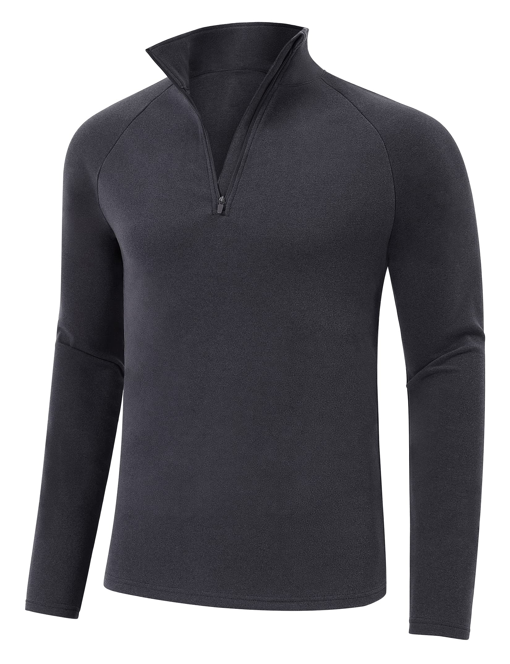 GymSmart Quarter Zip Pullover Men Golf Fleece Lined 1/4 Zip Sweatshirt Dark Gray 2XL