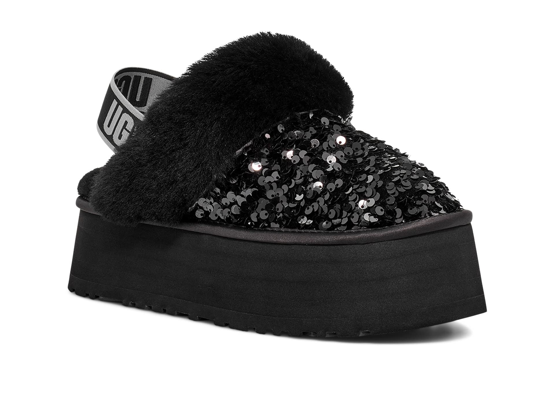 UGG Women's FUNKETTE Chunky Sequin Slipper, Black, 6
