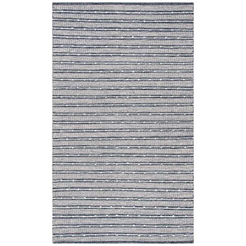 SAFAVIEH Striped Kilim Collection 6' x 9' Navy / Blue STK513N Handmade Flatweave Cotton Area Rug