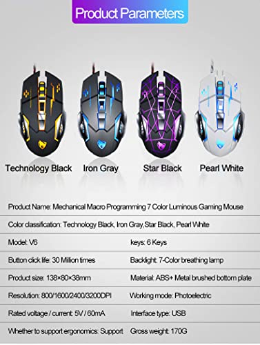 Ergonomic Chromatic Wired Gaming Optical Mouse for PC Gamer & It's A 6 Buttons Mouse Which is Also Good for Office Use, 6 Buttons Features is A Perfect Match for Online & Offline Gaming Experience