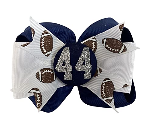 Soccer Bow with Glitter Initial or Number Button, Hot Pink Black and White, Baseball Softball Cheer and Volleyball Football