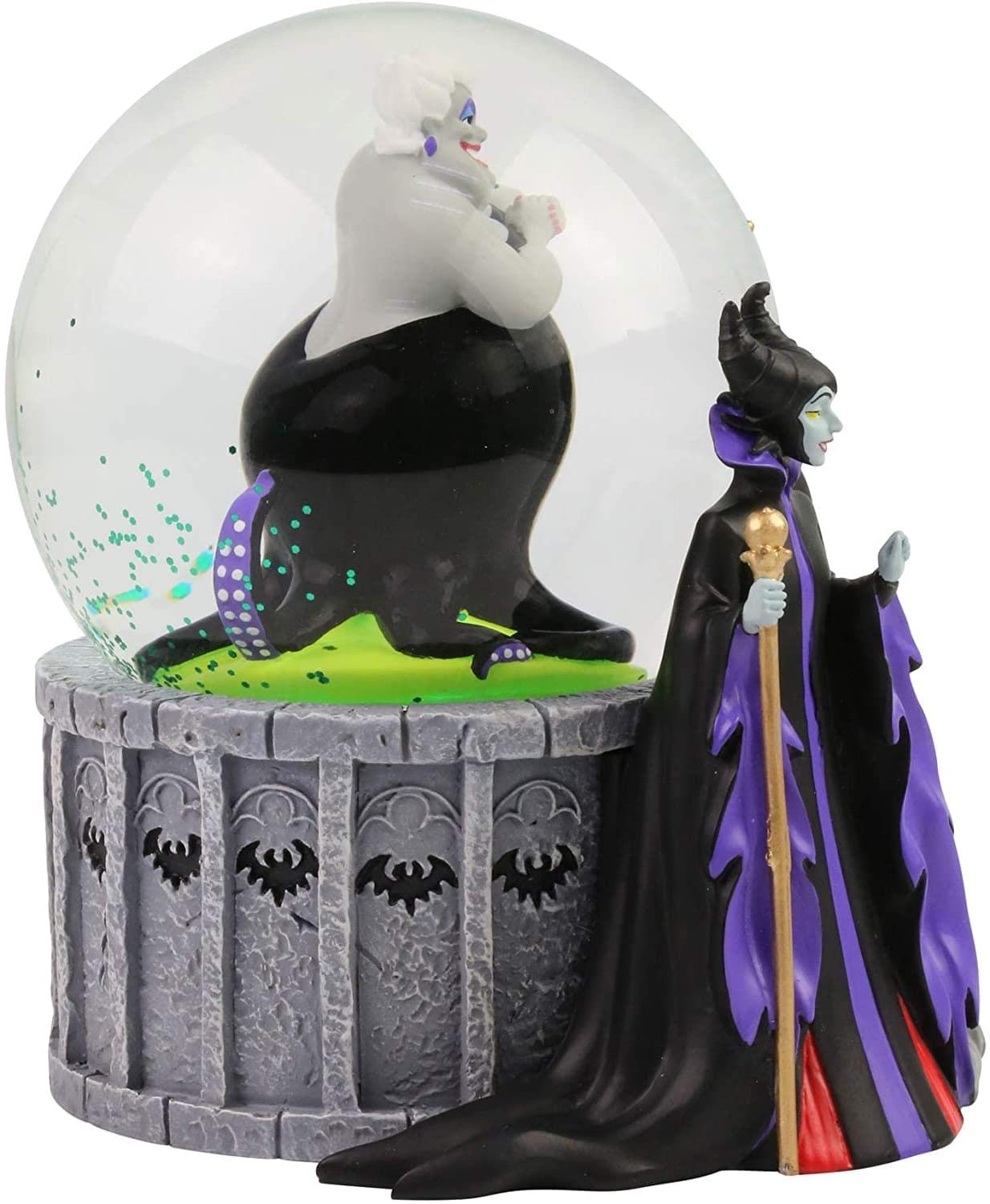 Department 56 Disney Villains Ursula, Maleficent and Evil Queen Lit Waterglobe Waterball, 5.91 Inch, Multicolor