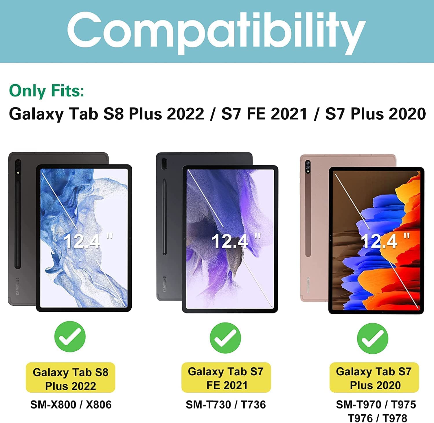 ProCase Cover for Galaxy Tab S7 Fe Case 2021/Galaxy Tab s8 Plus Case 2022/Galaxy Tab s7 Plus Case 2020 with S Pen Holder, Slim Smart Cover Stand Folio Case -Black