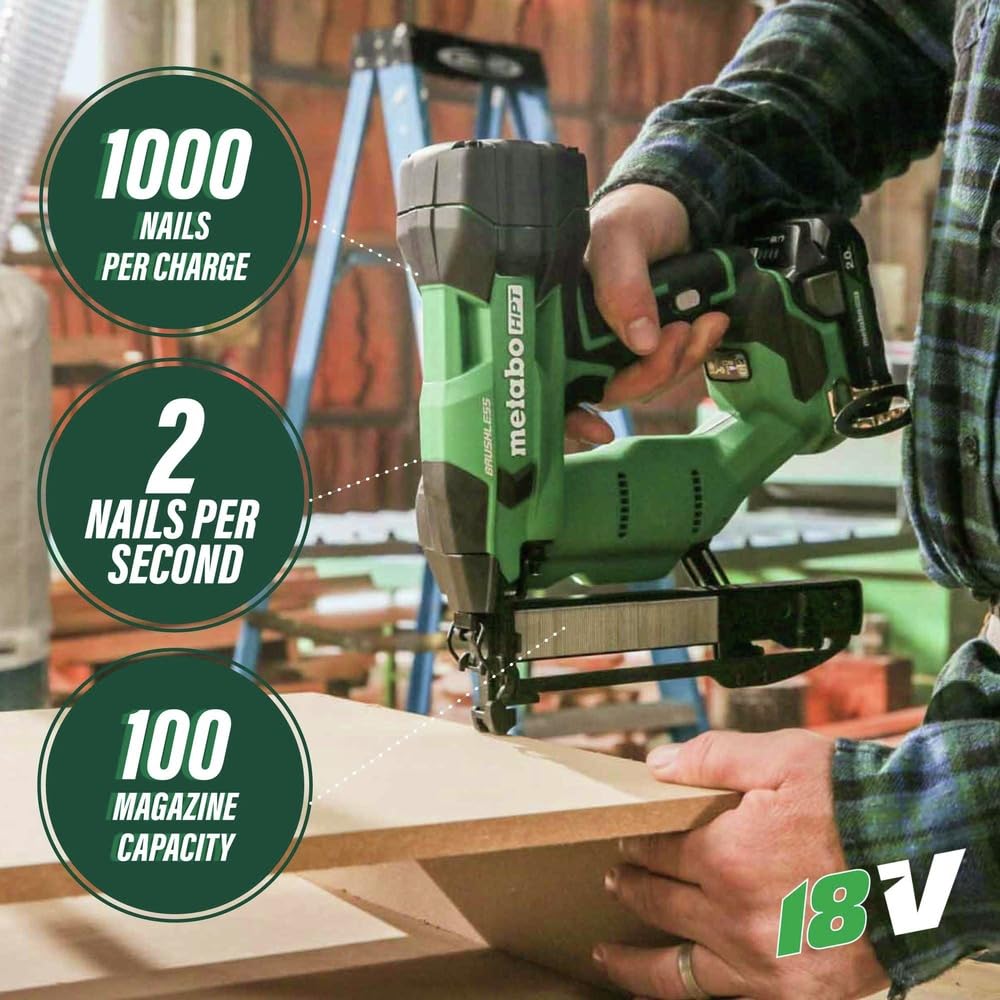 Metabo HPT 18V MultiVolt™ Cordless Stapler | Tool Only - No Battery | 1/4-Inch 18-Ga Narrow Crown | Accepts 1/2-Inch up to 1-1/2-Inch 18-Ga 1/4-Inch Staples | N1804DAQ4