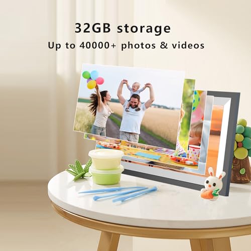 Digital Picture Frame, 10.1 inch WiFi Digital Photo Frame 32GB, 1280*800 IPS Touch Screen, Smart Electronic Picture Frame Slideshow, Load Photo Video from phone via Frameo App, Rotating, Gift VNEIMQN