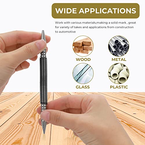Grevosea 2 Pieces Spring Nail Set, Nail Set Tool and Hinge Pin Tool Dual Head Nail Setter Hammerless 1/8 1/16 and 1/32 Inch Spring Pin Punch Nail 3500 Psi Striking Force Door Pin Siding Removal Tool