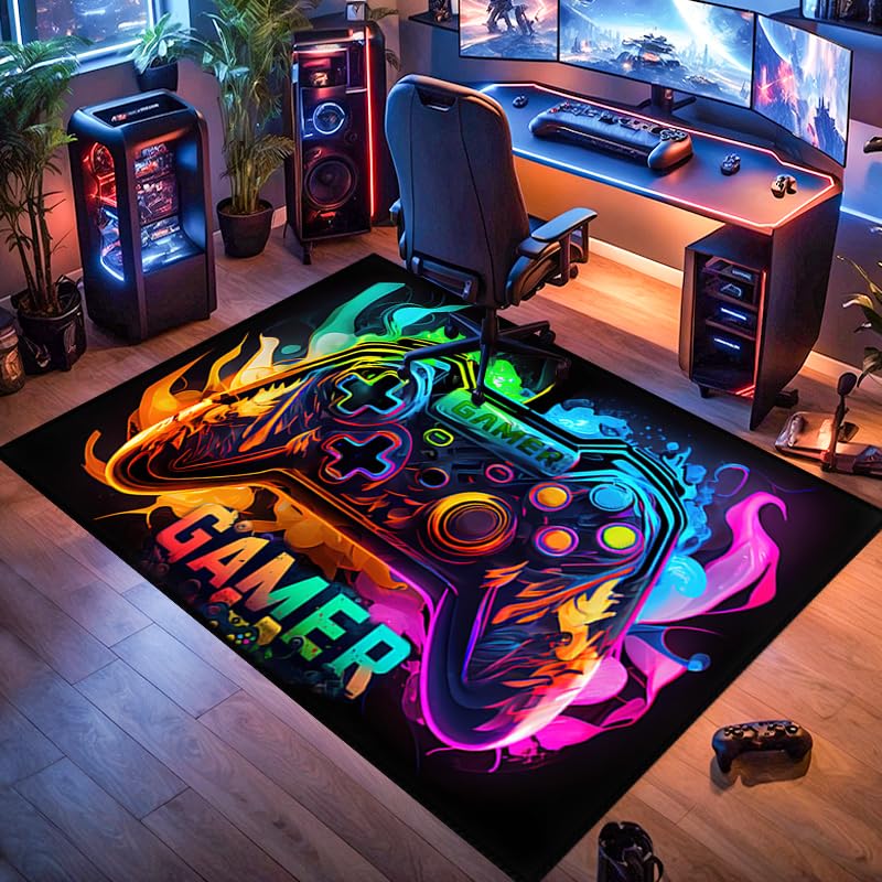 merlenuit Gaming Rug for Boys Room - Game Rugs for Boys Bedroom,Gamer Rug with Controller Design for Game Room,Esports Room 80x60 inches