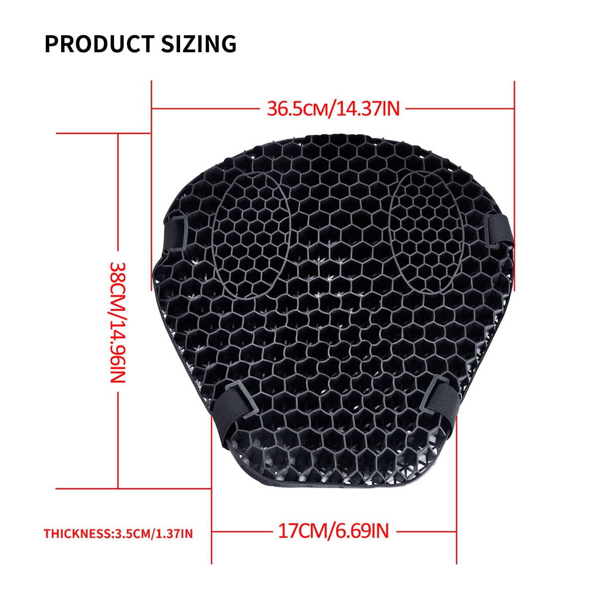 ELCYCO Universal Motorcycle Gel Seat Cushion 3D Honeycomb Shock Absorbing Seat Pad with Motorcycle Seat Cover for Comfortable Long Ride