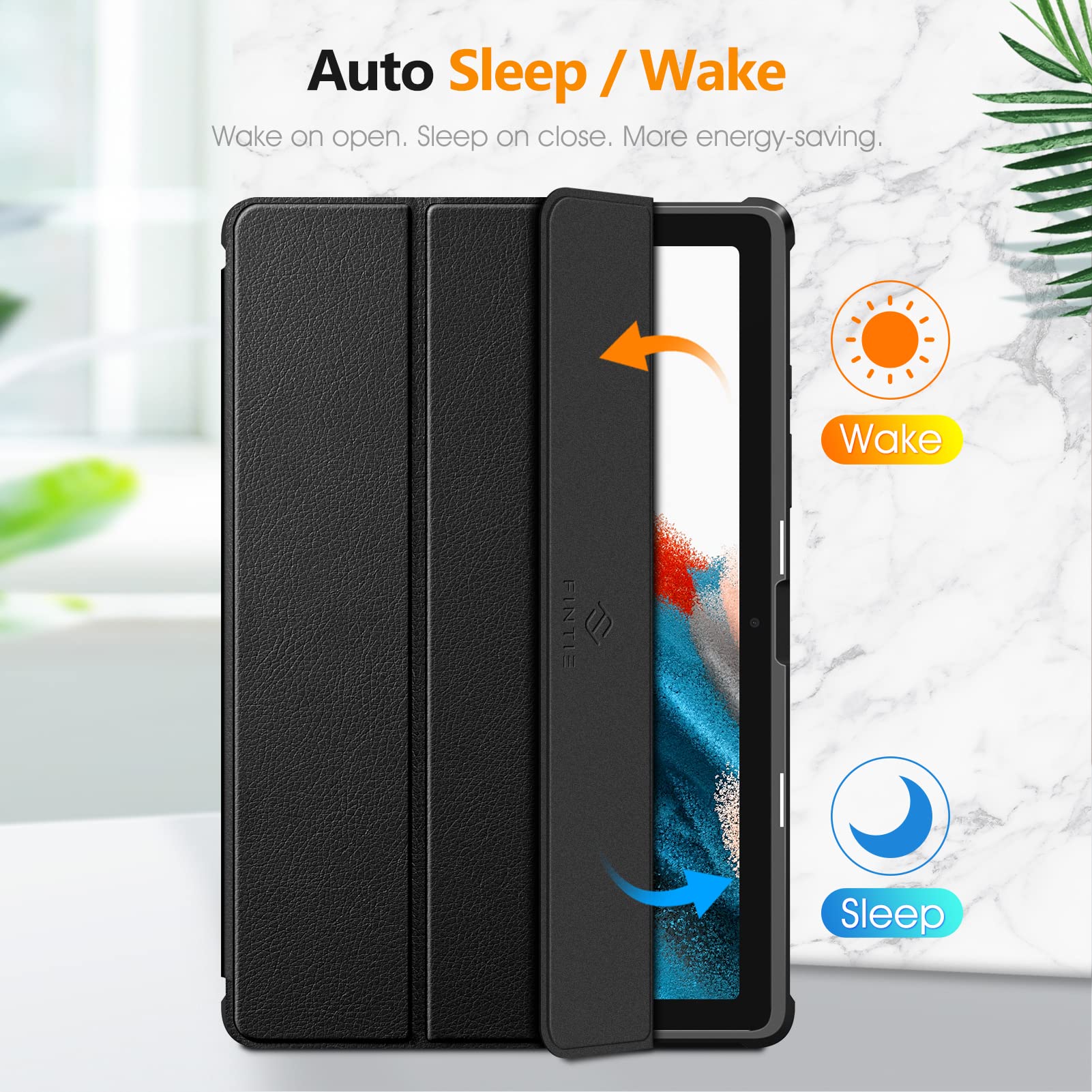 Fintie Slim Case for Samsung Galaxy Tab A8 10.5 Inch 2022 Model (SM-X200/X205/X207), Soft TPU Smart Stand Back Cover Auto Wake/Sleep, Composition Book Black