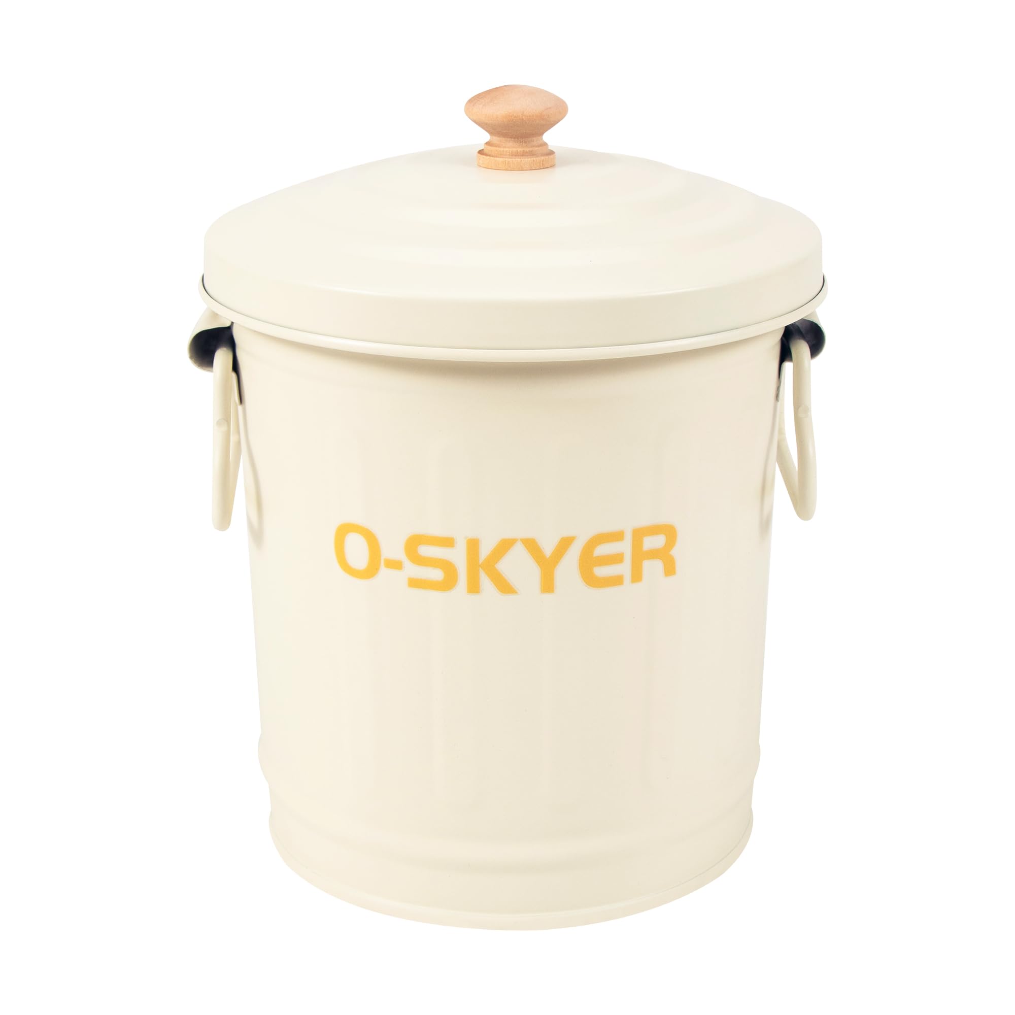 Metal Trash Can with Lid and Handle, Mini Desktop Wastebasket, Trash Tins Garbage Bin, Pencil Holder Pen Cup, Makeup Brush Holder, Mini Metal Flowerpot Bucket Shaped Trash Bin for Home Office(Beige)
