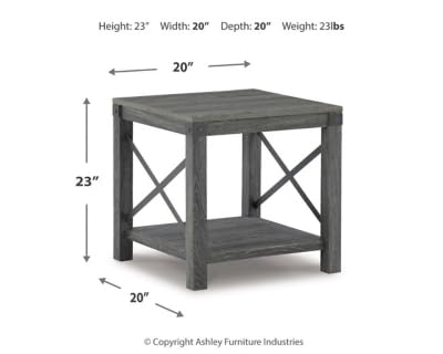 Signature Design by Ashley Freedan Rustic Farmhouse End Table, Gray