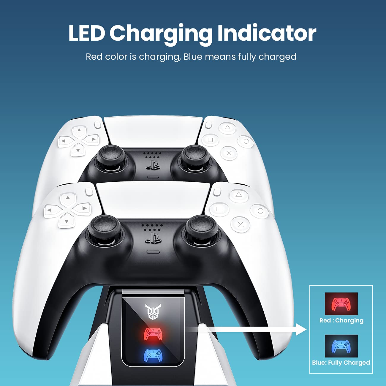 Dual Controller Charging Stand,Charging Station with Fast Charging,Dual Controller Charging Stand with LED Indicator