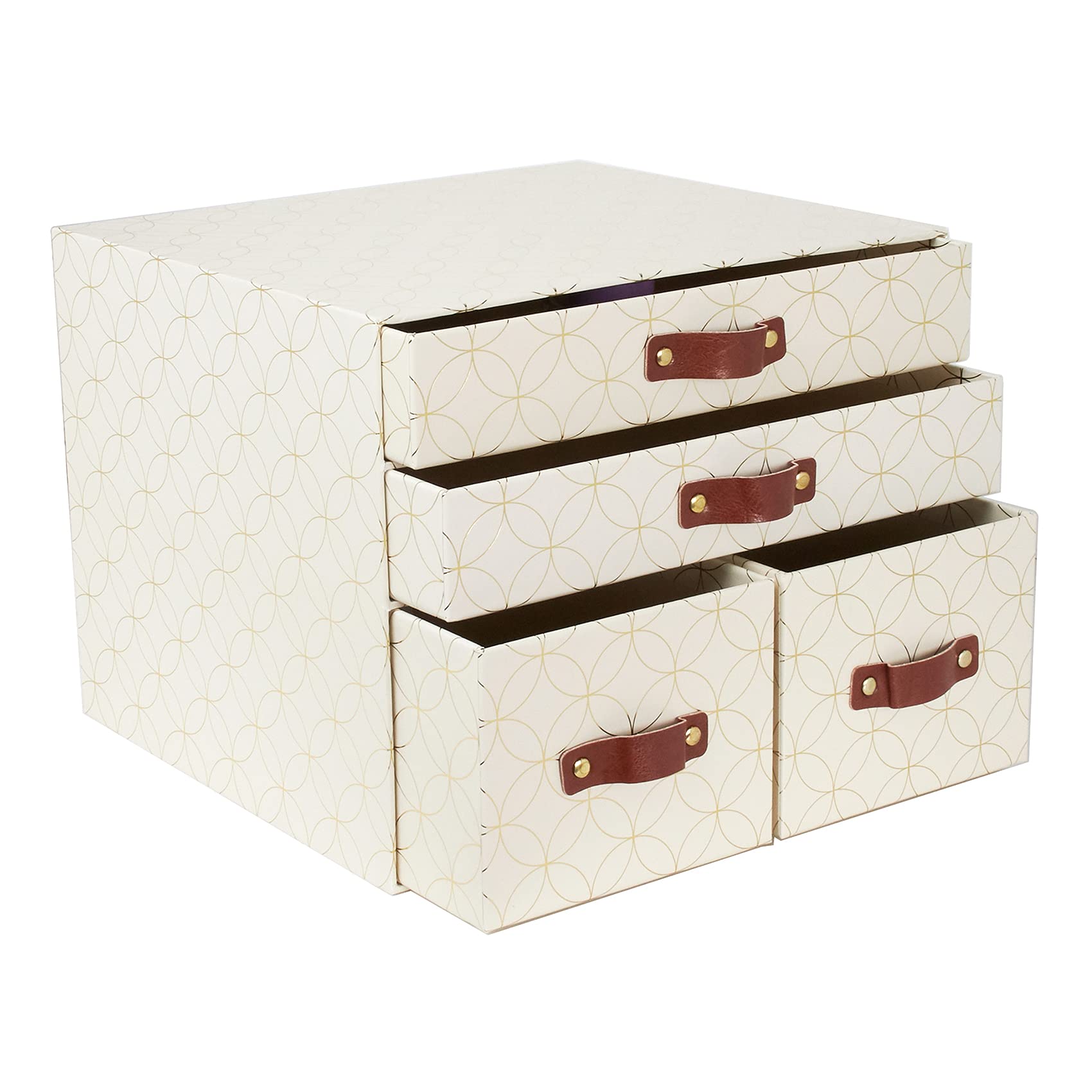 Erin Condren Desktop Drawers - Mid Century Circles. Vegan Leather Handles. Measures 11.75" x 10.5" x 9.5". Desk Organizer Great for Storing Mail, Documents, Supplies, and More
