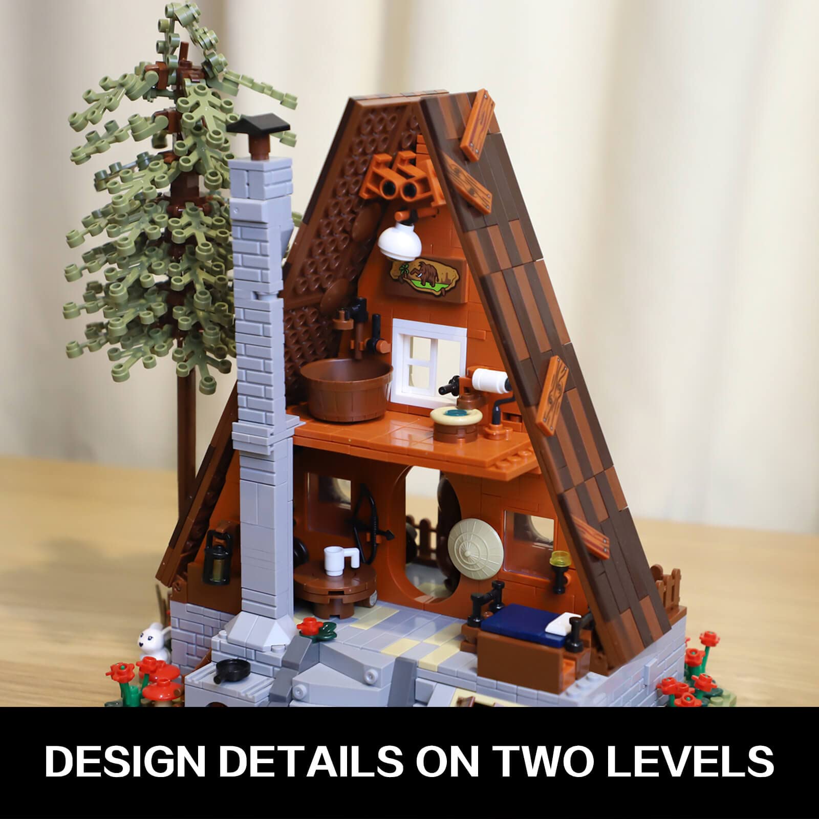 GEVINST A Frame Cabin Building Sets for Adults, A Frame House Toy Idea Gift for Adult (1,689 Pieces)