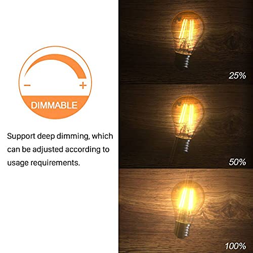 E26 Dimmable Vintage LED Edison Bulbs, A60 Antique Vintage Style Light, 2700K Warm Light, 22,000 Hours Lifespan, 110V-130V, 40 Watt Equivalent, Waterproof, Amber (4 Pack)