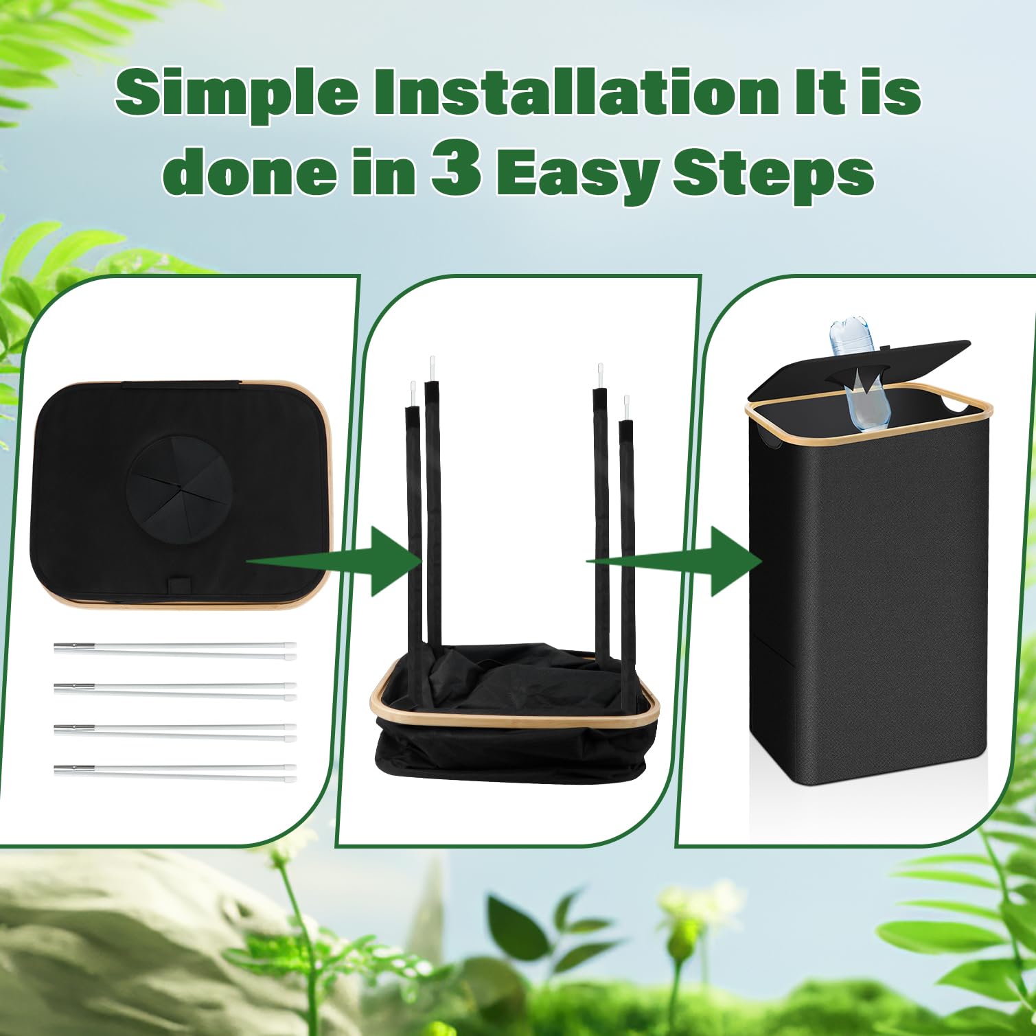 Mieaoll Recycling Bin for Kitchen,Bottle Recycle Bin Indoor 26Gallon Large Capacity with Removable Tote Bag,Bin Zip-Top Can,Black