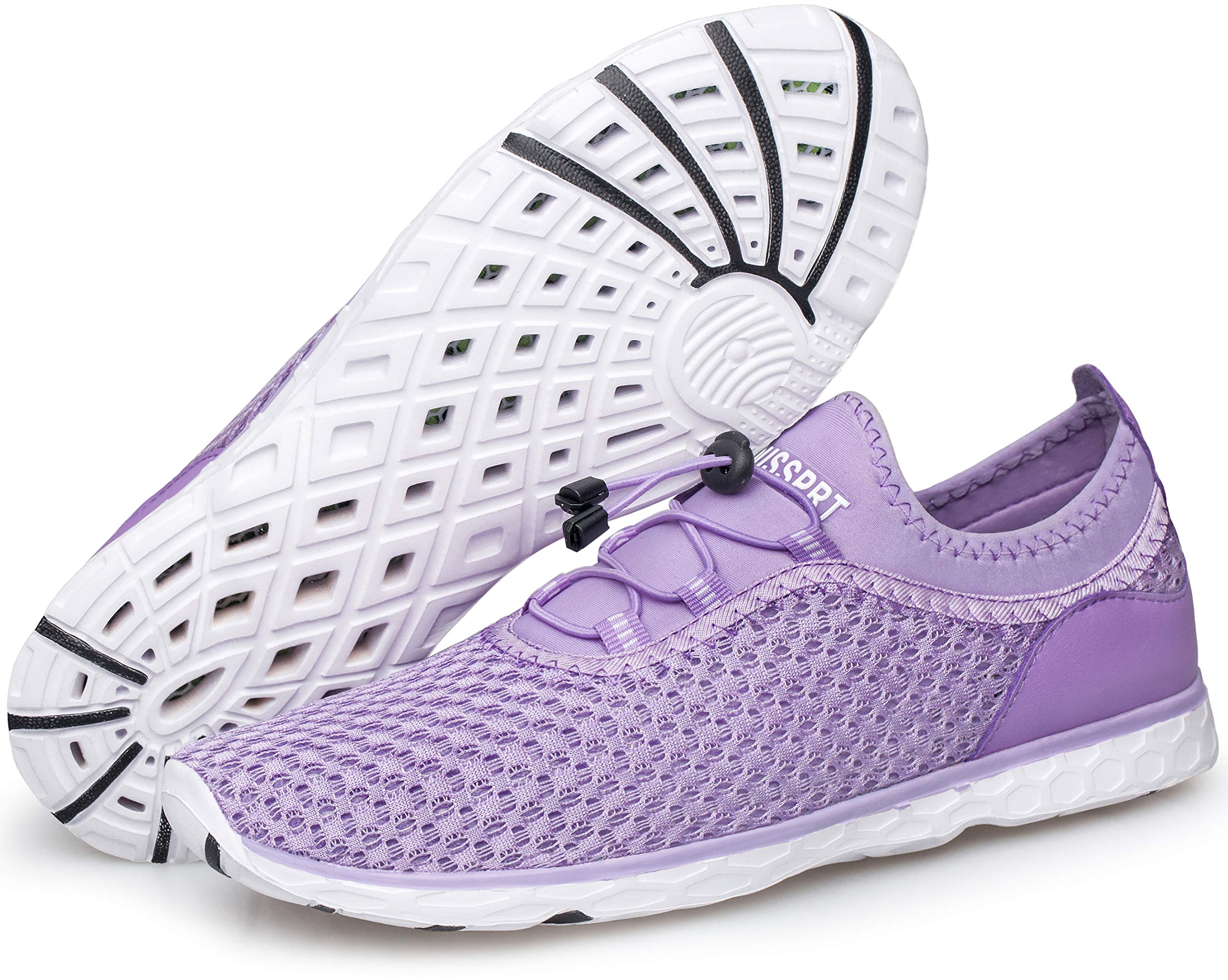 DOUSSPRT Womens Water Shoes Quick Drying Sports Aqua Walking Beach Sneaker for Hiking Diving Boating Kayaking Swimming Surf Purple US Size 7