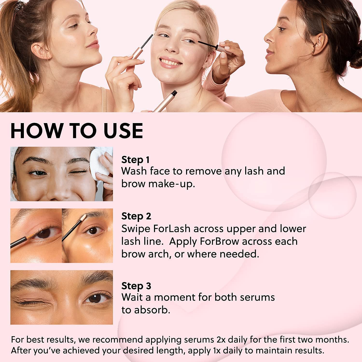 ForChics ForLash Eyelash Growth Serum Bundle with ForBrow Eyebrow Growth Serum - Fuller, Thicker, and Longer Eyelashes & Eyebrows | Organic & Natural | Vegan & Cruelty-Free Formula - [0.10 fl. oz/3ml]