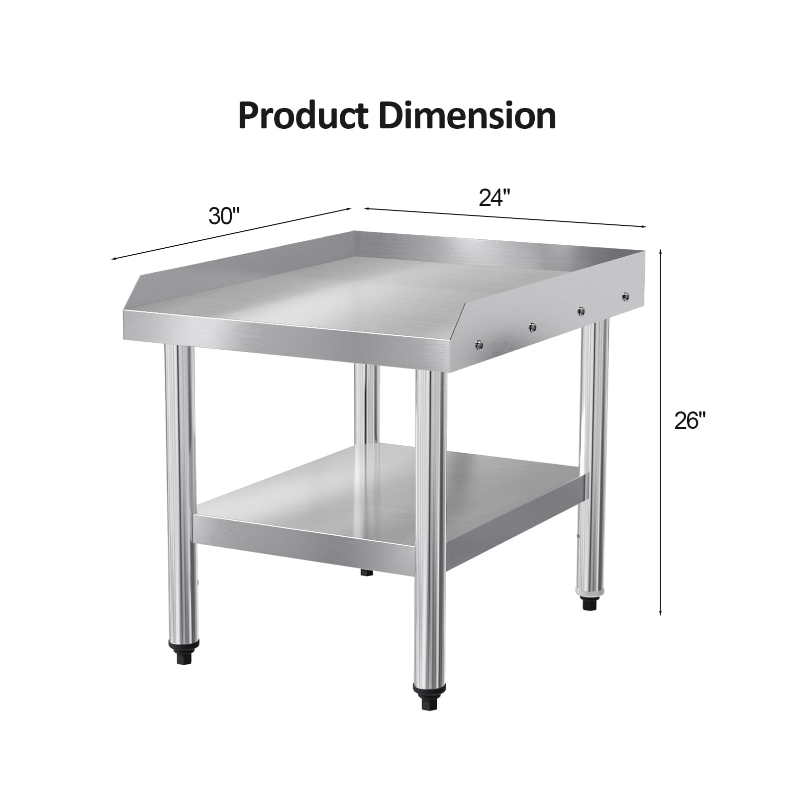 ROVSUN Stainless Steel Equipment Stand 24" L x 30" W x 26" H with Adjustable Undershelf, NSF Commercial Heavy Duty Work Table & Grill Stand Table for Restaurant, Home and Hotel Kitchen