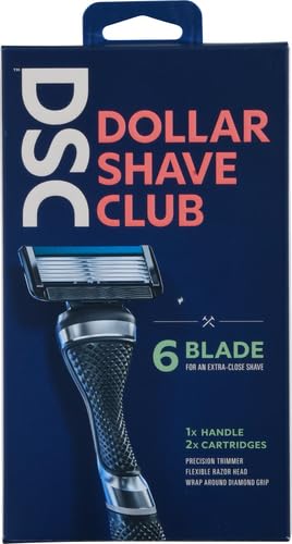 Dollar Shave Club 6-Blade Razor Starter Set for an Extra Close Shave Shave with Precision 1 handle, 2x 6-blade cartridges