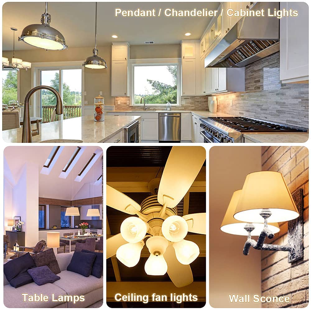 E26 LED Refrigerator Fridge Light Bulb, E26 Base Candelabra 6W LED Light Bulbs 60W Equivalent 500LM, E26 LED Chandelier Corn Light Bulbs Daylight White 6000K 120V, Non-Dimmable (2, White)
