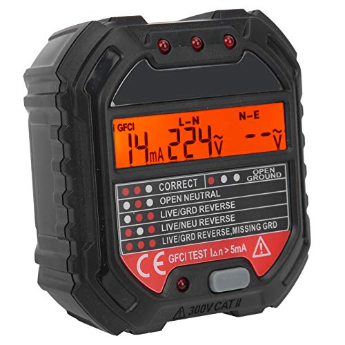 HT107B 90-250V Socket Tester 3-Pin Outlet Tester Receptacle Tester Frequency Phase Voltage Leakage Voltage Test Electric Circuit Detector