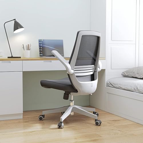 SIHOO Ergonomic Office Chair, Swivel Desk Chair Height Adjustable Mesh Back Computer Chair with Lumbar Support, 90° Flip-up Armrest (Black)