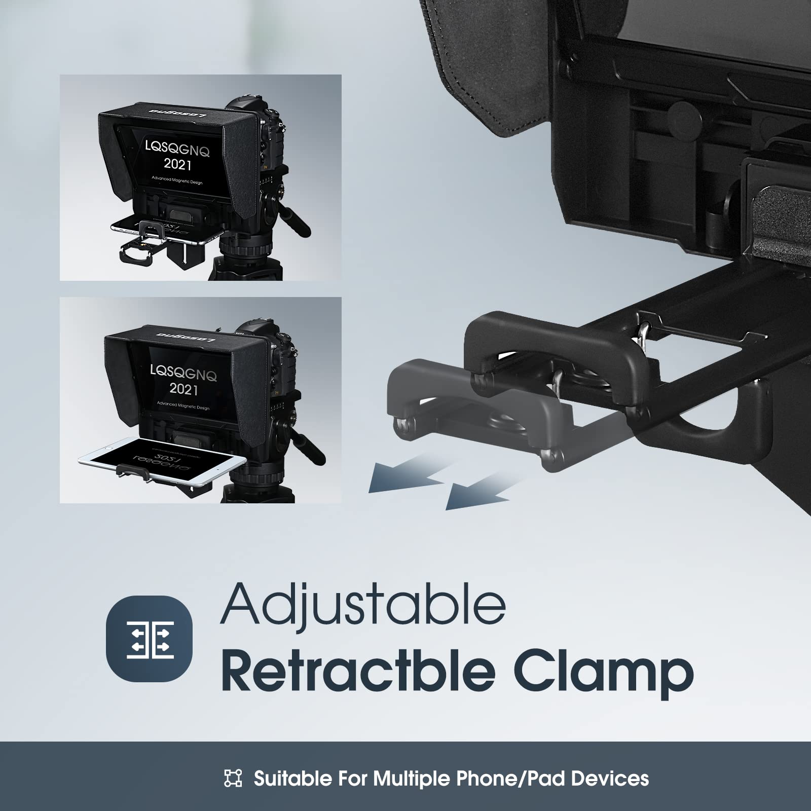 Professional Teleprompter for iPad Smartphone Tablet 11 inches for DSLR Camera w/Remote APP Control, Splitter Glass for Wide Angle Video Recording Vlogging Live Streaming,w/Portable Carry Case