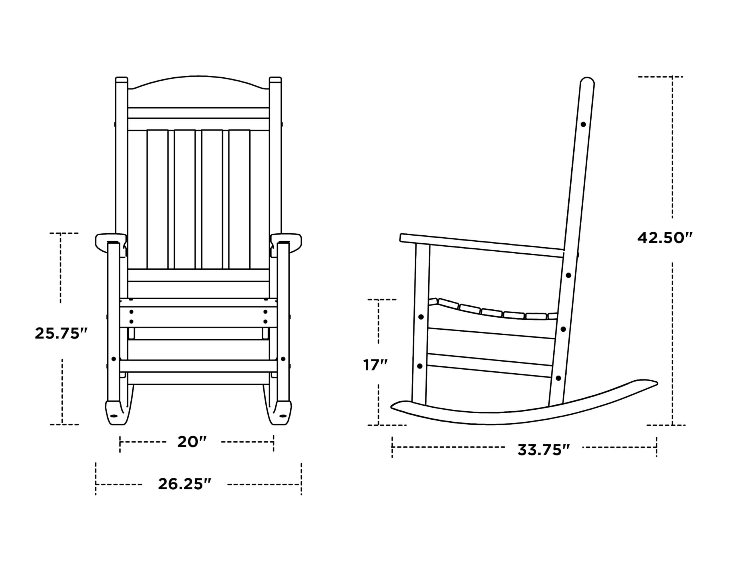POLYWOOD R100GY Presidential Outdoor Rocking Chair, Slate Grey