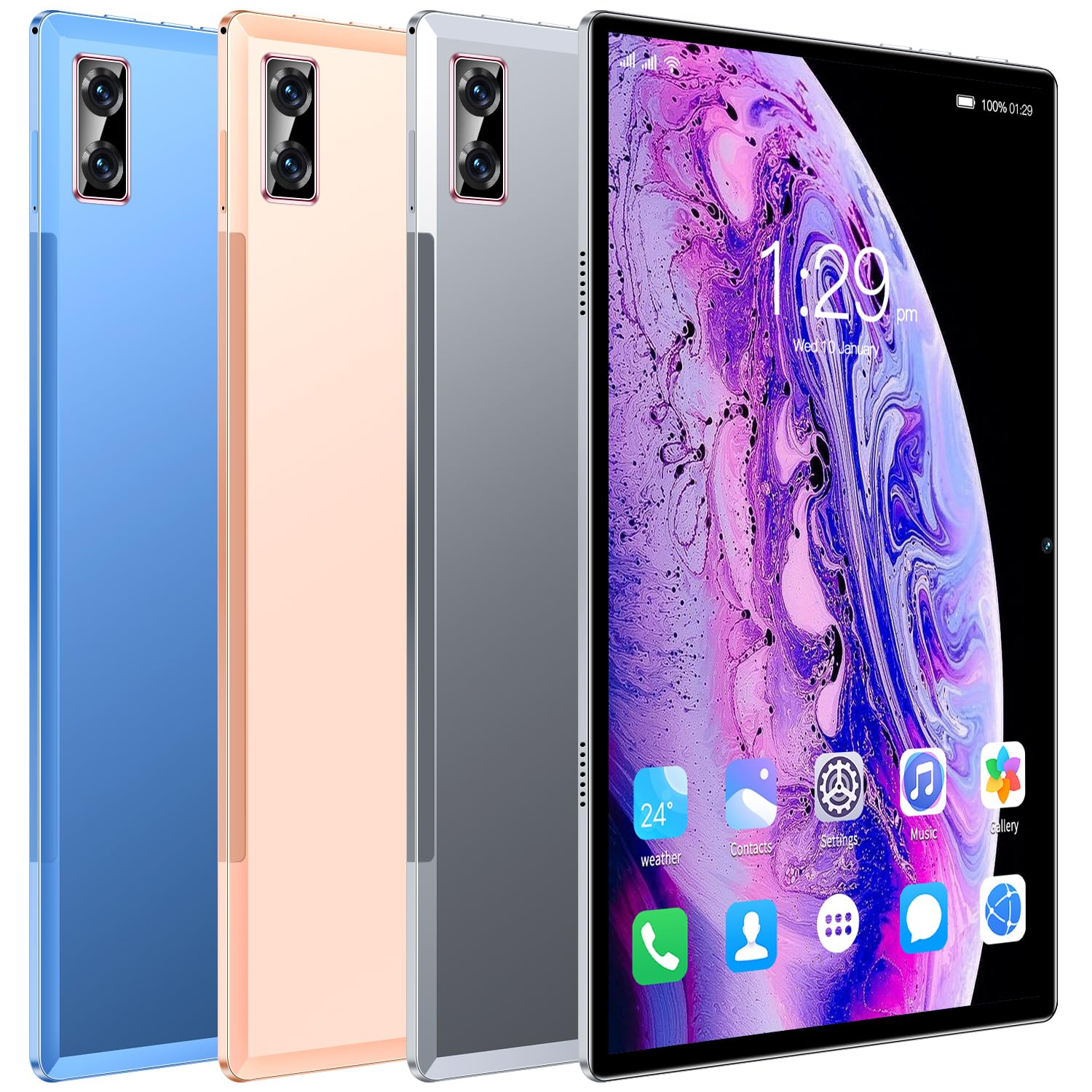 deriny G18 10 inch Android Tablet,1080p Full HD,Long Battery Life,Dual Camera,6GB RAM 128GB ROM,Dual SIM,WiFi,GPS,Bluetooth,Fire HD Kids Tablet,Widely Compatible with App(Blue)