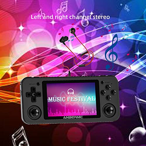 RG351P Handheld Game Console,Plug & Play Video Games Supports TF Extend 256GB , Portable Game Console 3.5 Inch IPS Screen Double 3D Rocker Supports 3.5mm Sound Headphones (Black)