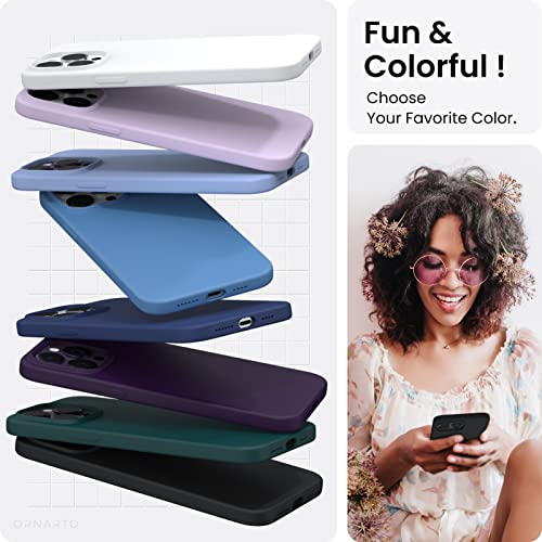 ORNARTO Compatible with iPhone 14 Pro Max Case 6.7, Slim Liquid Silicone 3 Layers Full Covered Soft Gel Rubber Phone Case Protective Cover with Microfiber Lining 6.7 inch-Black