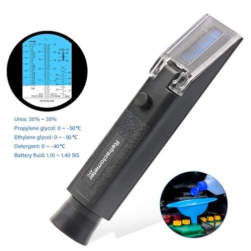KYKYK Refractometer, 4 in 1 Antifreeze Refractometer Engine Fluid Glycol Antifreeze Point Car Battery ATC Handheld Tester for Fruit, Homebrewing, Juice, Vegetables