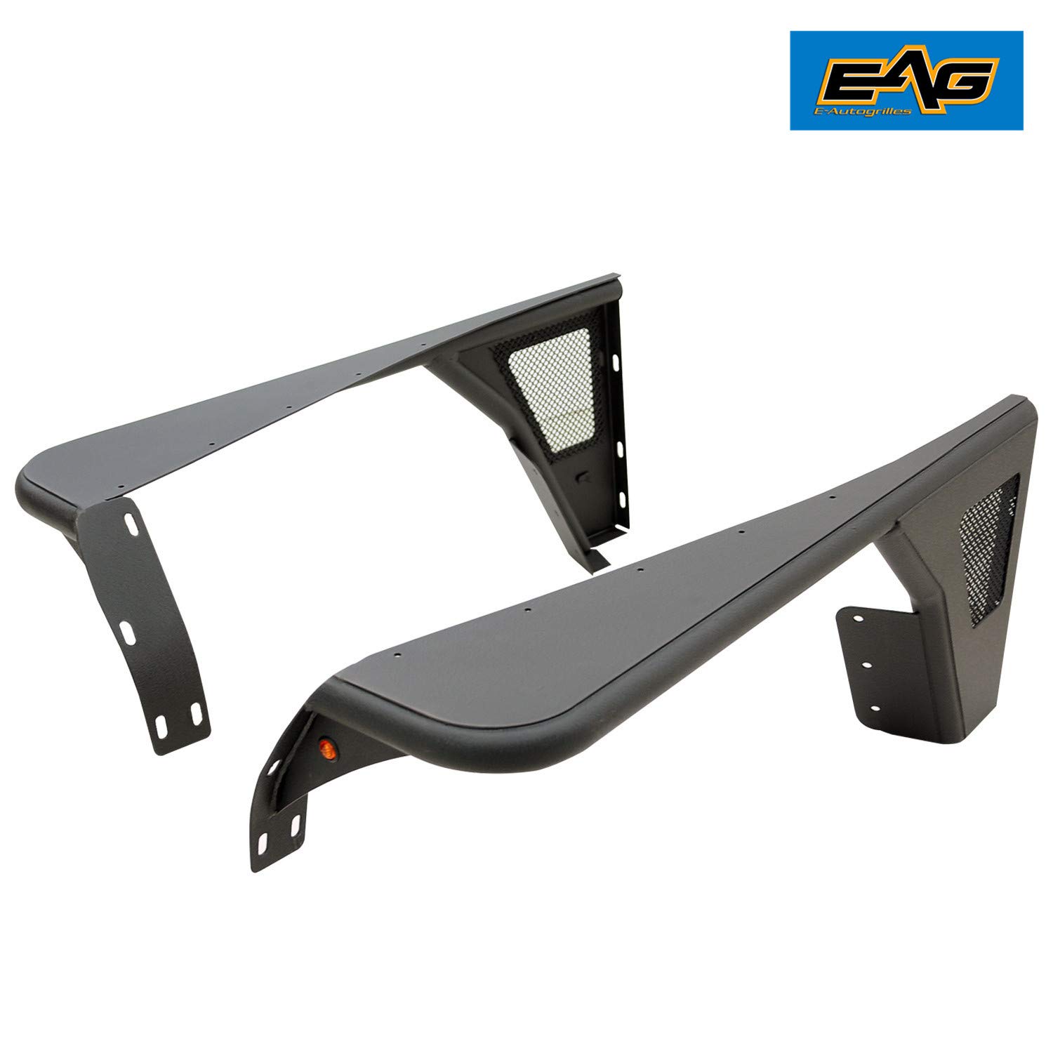 EAG Fender Flare Rocker Guard Off Road Front Armor with LED Eagle Light Fit for 87-95 Wrangler YJ