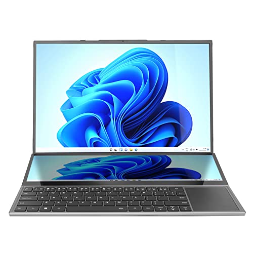 Dpofirs Dual Screen Laptop 16in, 14 Inch HD Touchscreen Laptop, 16GB RAM, 1TB SSD, for Core I7 Processor, Dual GPU Slots, WIFI6, BT, Notebook Laptop for Game, Office (US Plug)