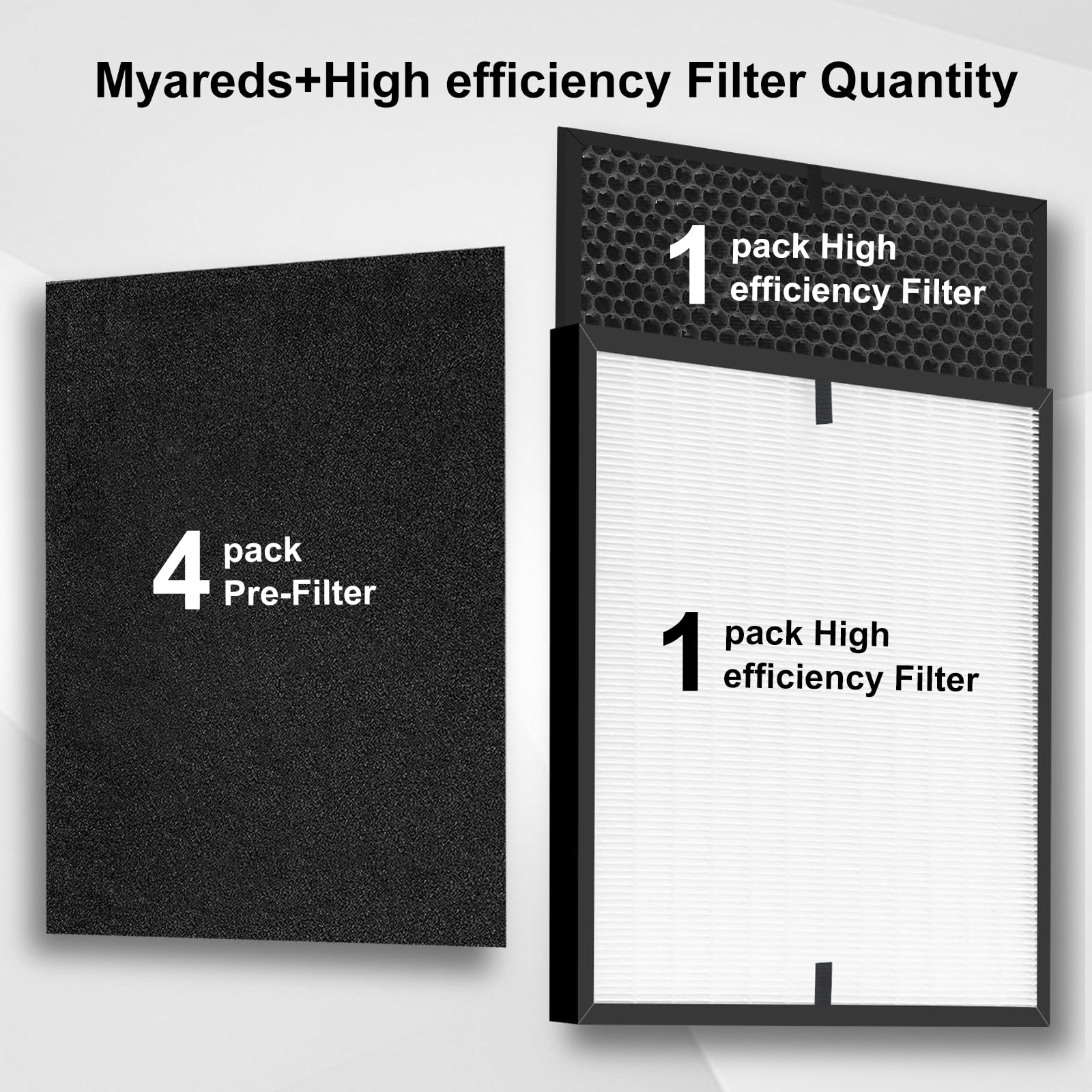 Myareds 1+1+4Pack 3000 Replacement Filters,1 Filter+1Activated Carbn and 4 Pre-Filters, Compatible with 3000 Replacement Filters。