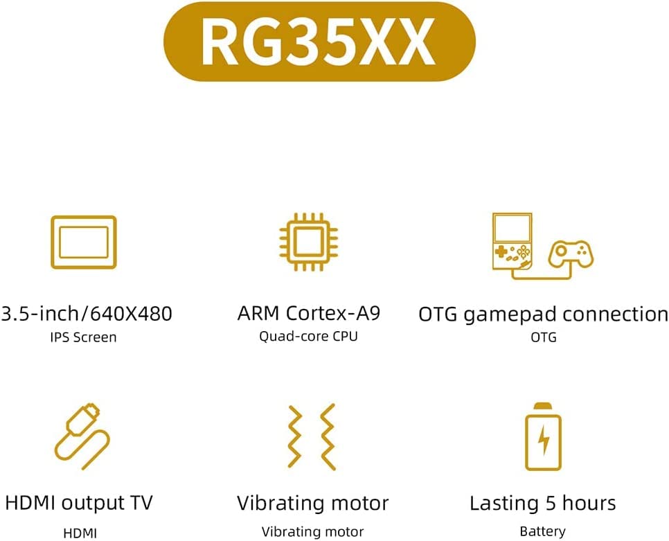 RG35XX Handheld Game Console with 5000 Games, 3.5inch IPS OCA Screen Linux System Chip Cortex-A9 Portable Handheld Nostalgic Arcade Retro Game Machine, 64g, 2100mAh (RG35XX Gray)
