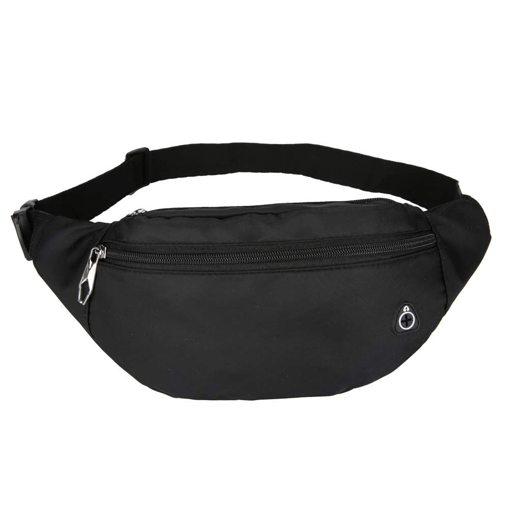DAITET Fanny Pack Waist Pack Bag for Men, Women, Kids, Waist Bag Adjustable Belt, Waterproof Travel Bag, Running Bag (Glossy black)