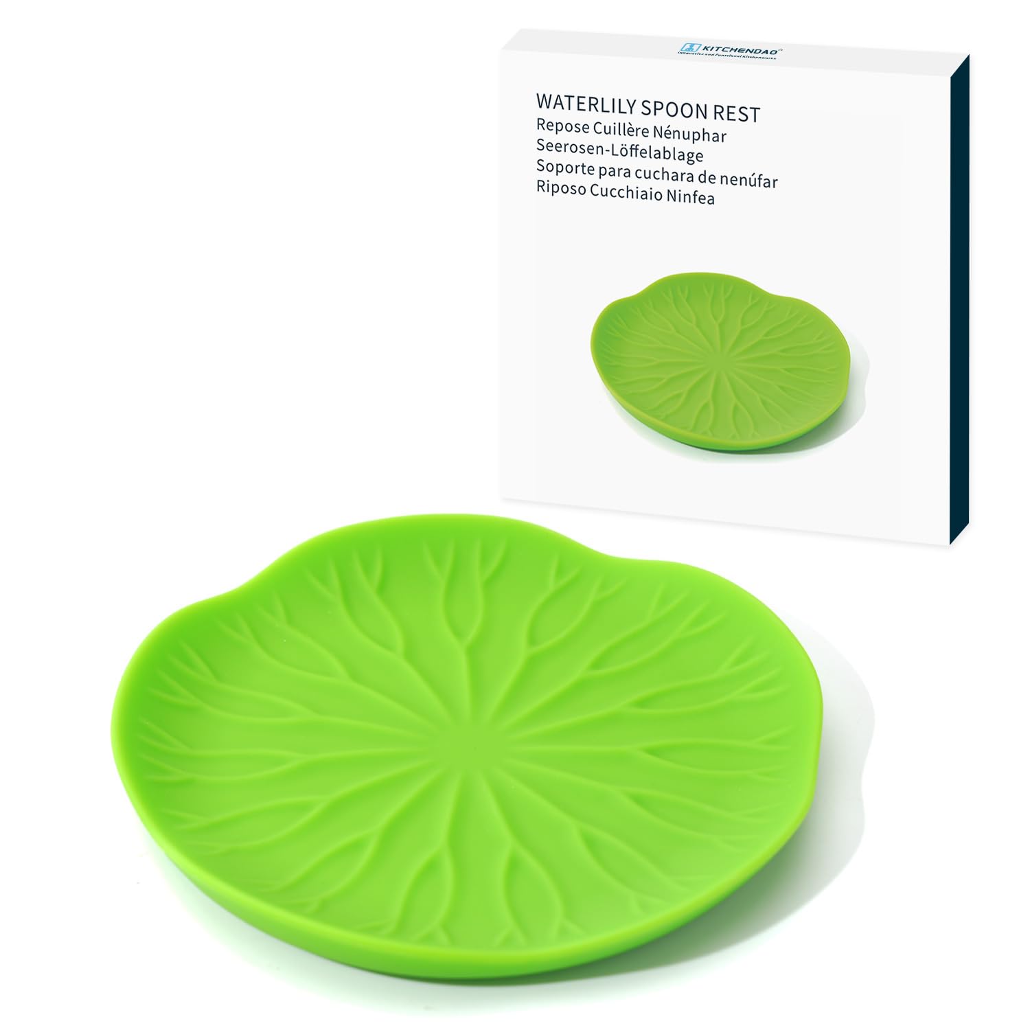 KITCHENDAO Cute Waterlily Silicone Spoon Rest for Kitchen Counter - Ladle Utensil Spoon Holder-Dishwasher Safe- BPA Free High-Quality Material-Gift Idea for Women -1 Pack With Color Box