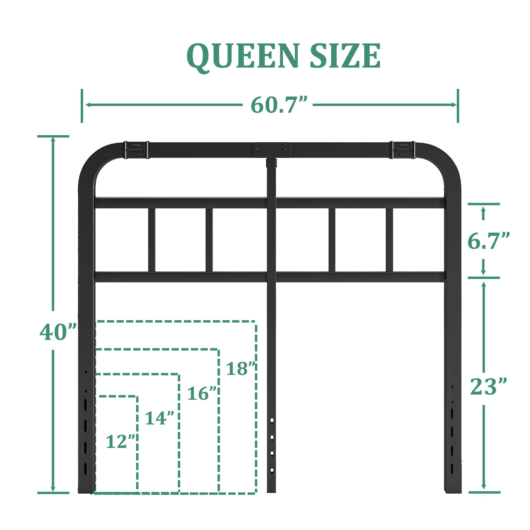 LAKKURI 40 Inch High Queen Headboard Only, Metal Headboard Queen Size, Easy Assembly, Metal Slats, Farmhouse Headboard, Black