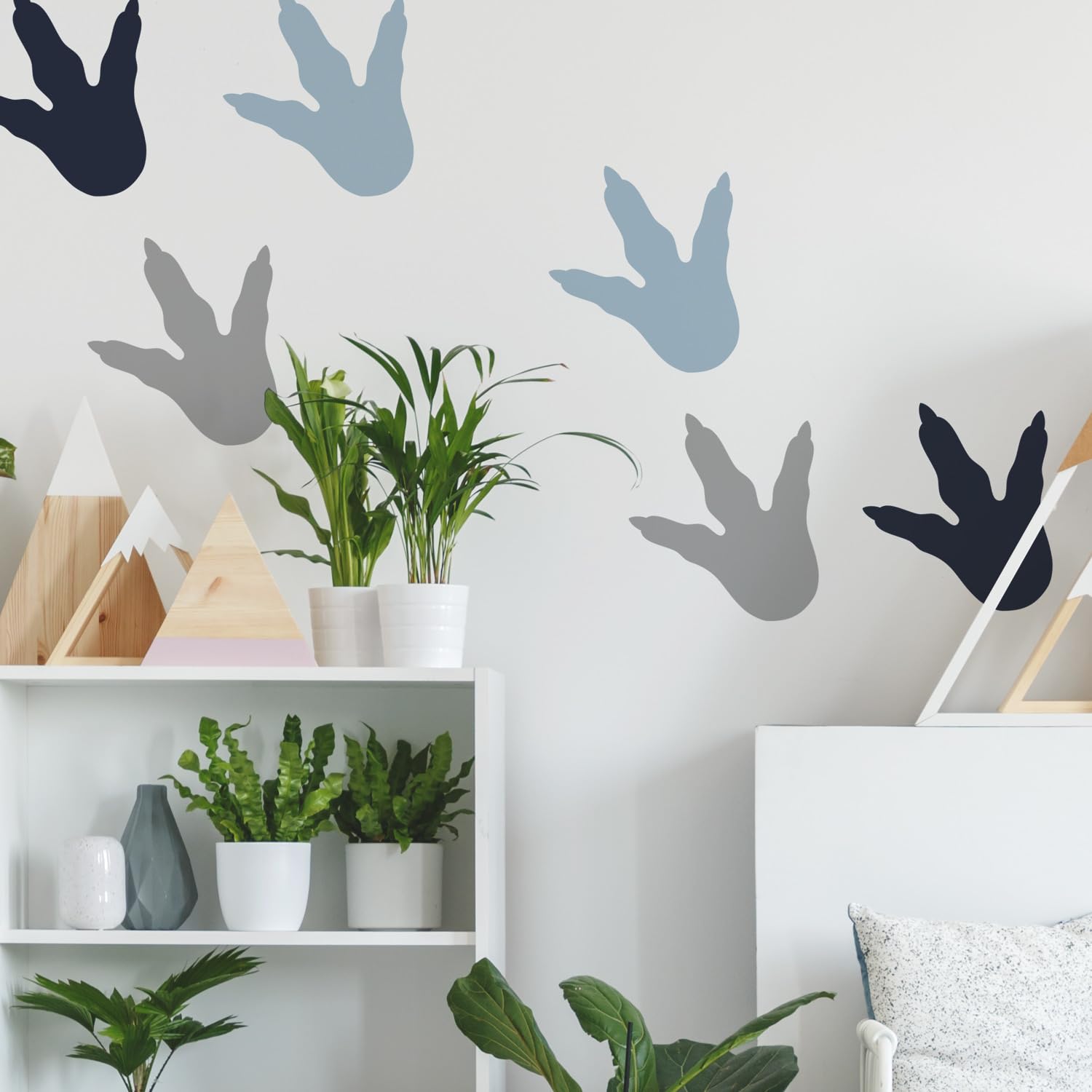 RoomMates RMK4103SCS Dinosaur Feet Tracks Peel and Stick Wall Decals, Blue, Gray