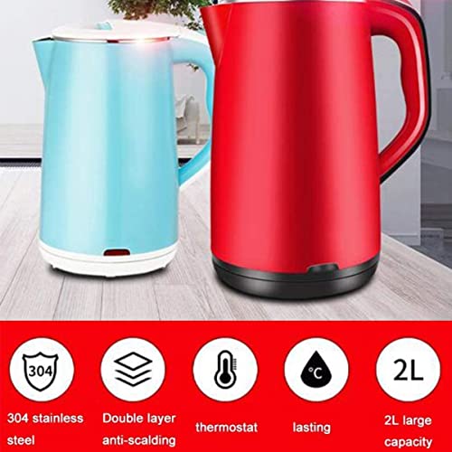 MDRBB Electric Kettle, Stainless Steel Tea Kettle, 1500W Fast Boiling Cordless Water Kettle, Electric Hot Water Kettle Tea Heater 2L with Auto Shut-Off, for Coffee, Tea, Beverages/Red/18 * 18 * 23Cm