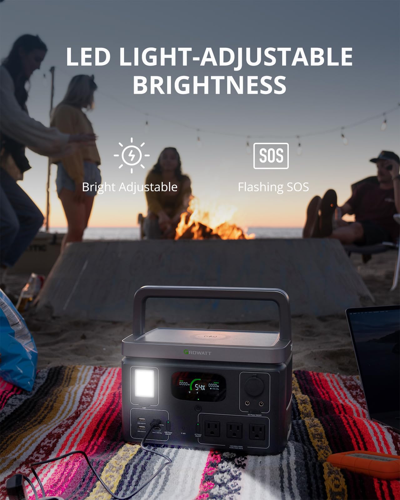 GROWATT Solar Generator VITA 550, 538Wh Portable Power Station with 100W Solar Panel, 3 x 110V/600W AC Outlets, Fast Recharging, LiFePO4 Battery Pack, Emergency Backup for Outdoor Camping/RV/Home Use