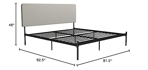DHP Tahani Mixed Material, King, Black/Gray Linen Bed