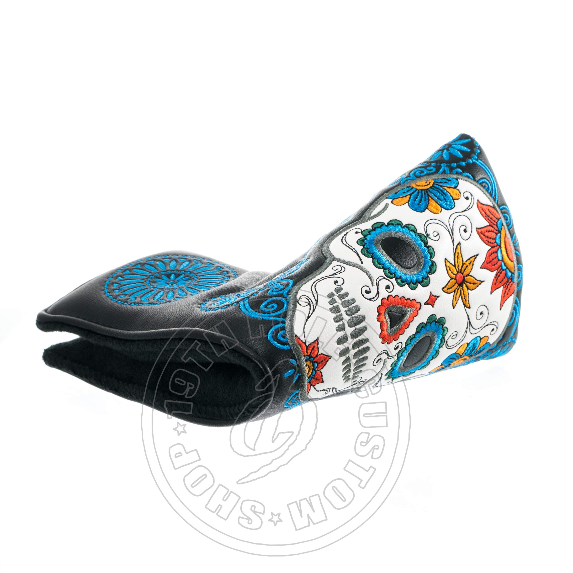 Dia de los Muertos Sugar Skull Golf Blade and Mid Mallet Putter Headcover, Black